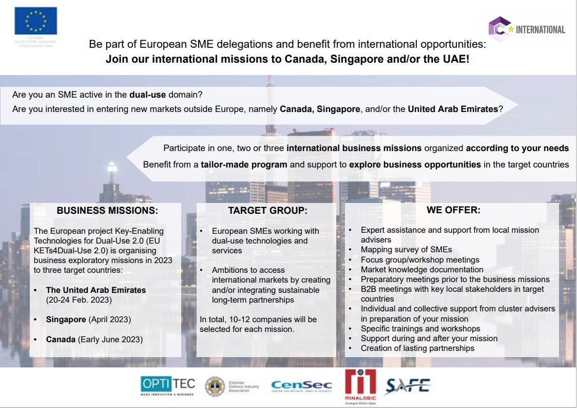 Business missions for European SMEs with a dual-use technology, product or service - Bulgarian ...